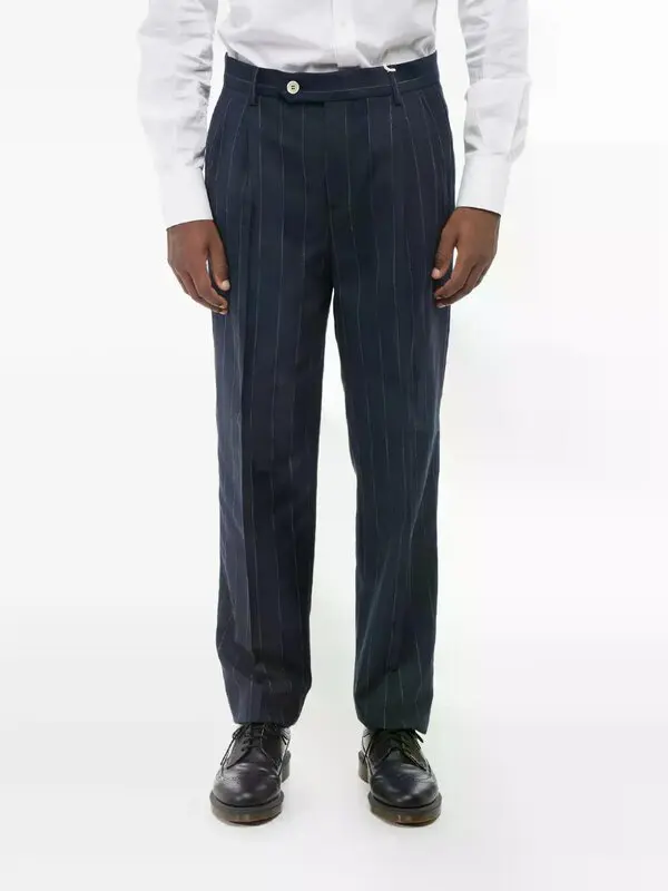 Brunello Cucinelli Pinstripe Pleated Trousers - Blue