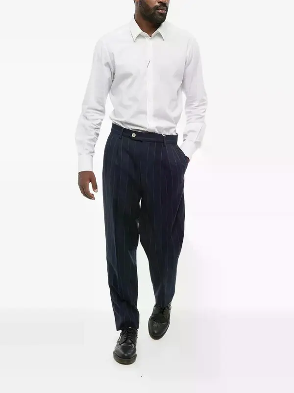 Brunello Cucinelli Pinstripe Pleated Trousers - Blue