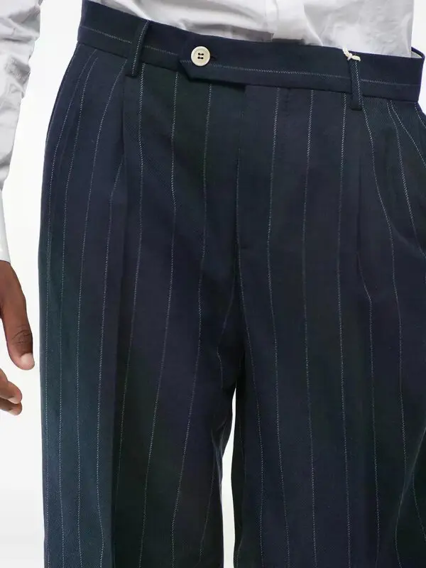 Brunello Cucinelli Pinstripe Pleated Trousers - Blue