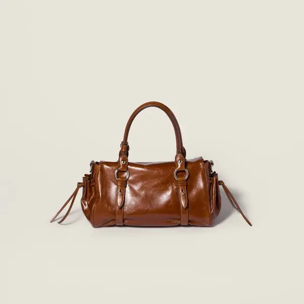 Miu Miu Glossy Leather Handbag - Palisander
