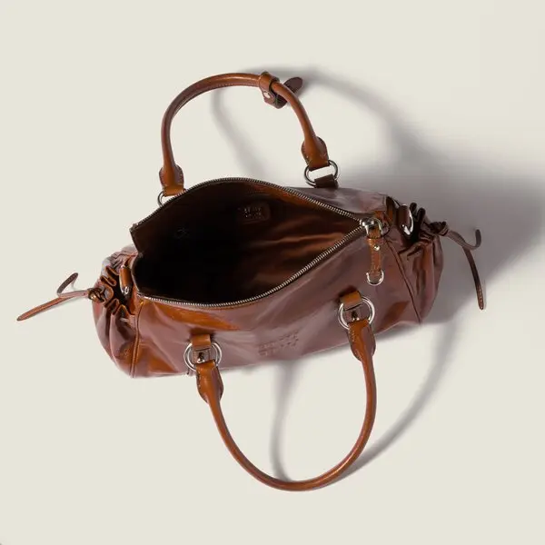 Miu Miu Glossy Leather Handbag - Palisander