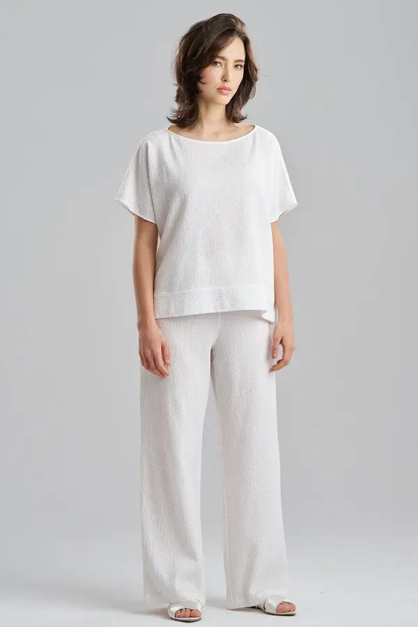 Natori Cotton Wedge Top - White