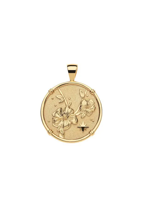 JANE WIN Joy Camellias Original Pendant Coin - Gold