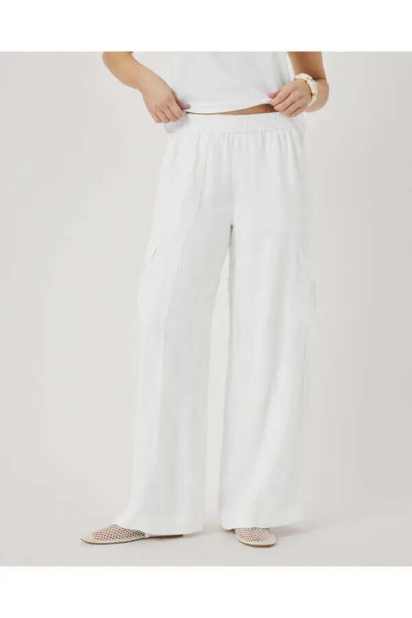 Splendid Stella Linen Cargo Pant - White