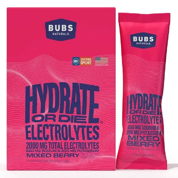 BUBS NATURALS Hydrate Or Die Electrolytes Mixed Berry 20 Packets - One-color