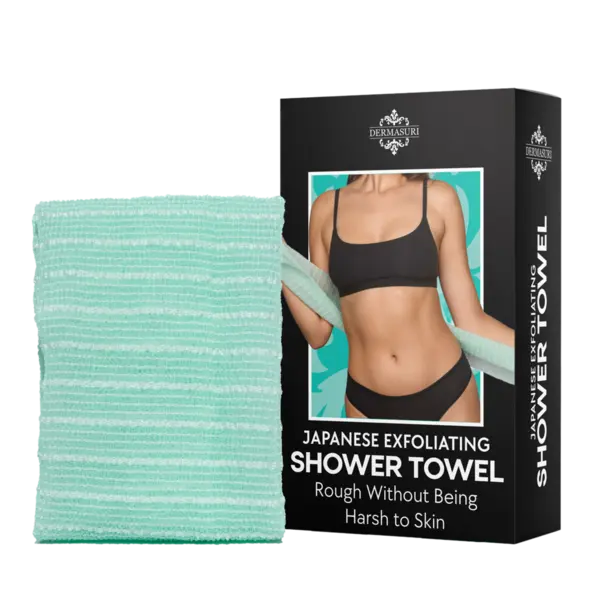 DERMASURI Japanese Exfoliating Shower Towel Washcloth - Mint