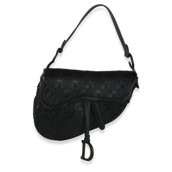 Dior Ultramatte Woven Calfskin Saddle Bag - Black