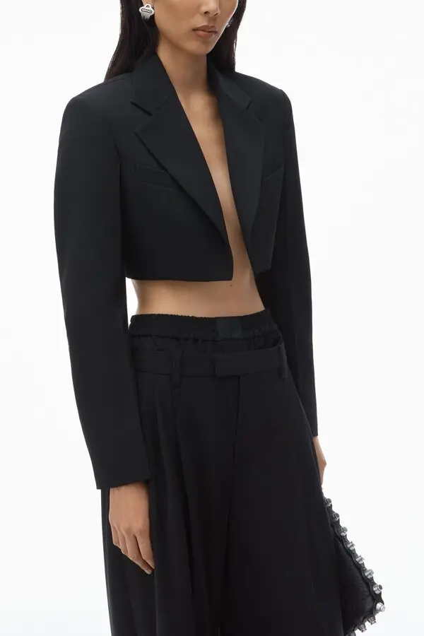 Alexander Wang Cropped Tuxedo Wool Blazer
