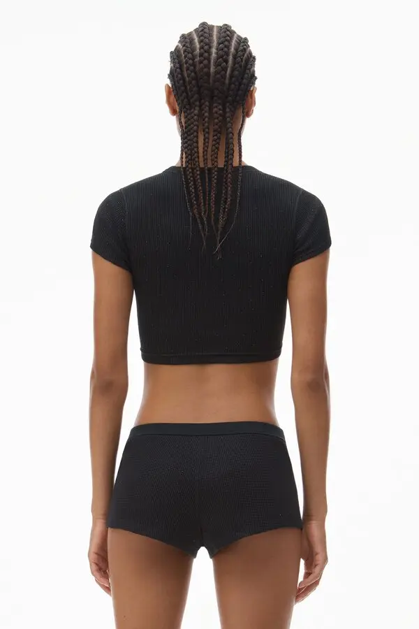 Alexander Wang Crystal Hotfix Cropped Tee