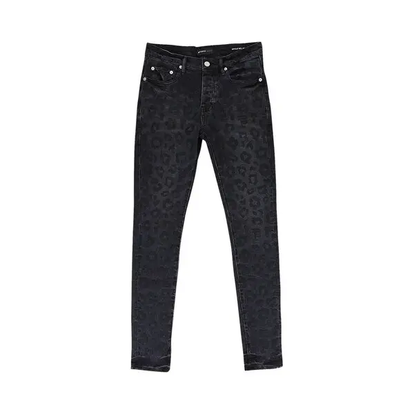 PURPLE BRAND Monogram Leopard Print Skinny Jeans