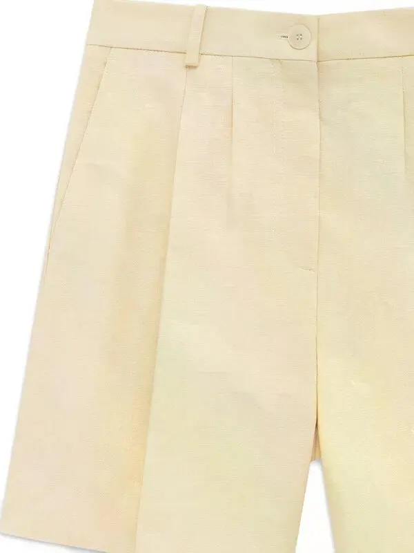 ANINE BING Brice Pleated Tailored Shorts - Yellow