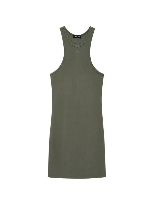 ANINE BING Cole Logo-embroidered Mini Dress - Green