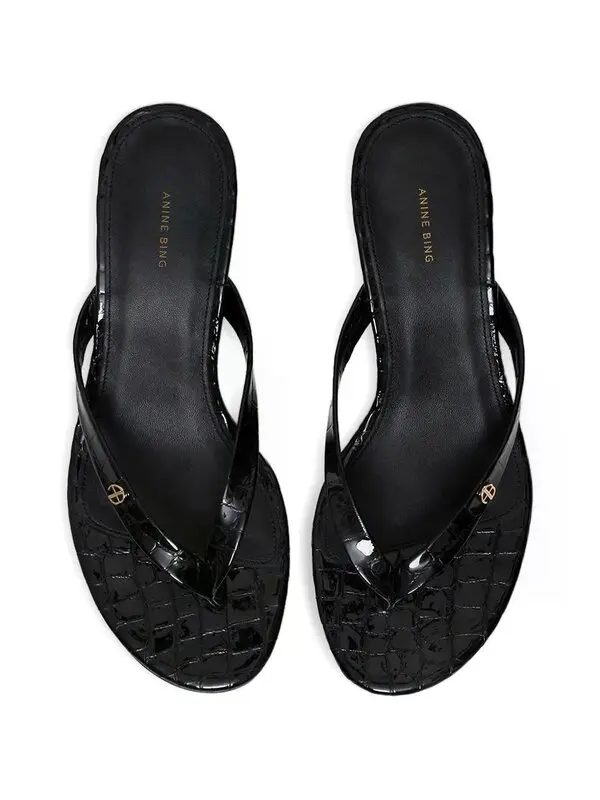 ANINE BING Noelle Croc-embossed Heeled Sandals - Black