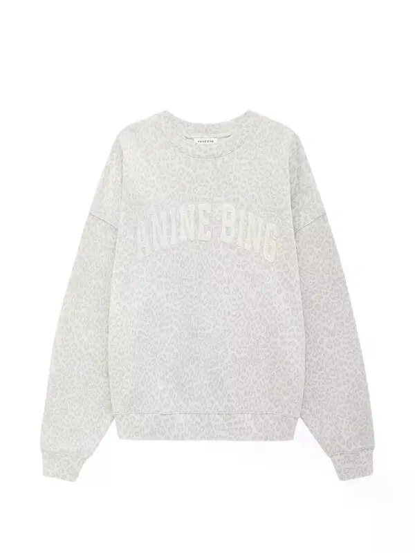 ANINE BING Leopard-pattern Logo Crewneck Sweatshirt - Neutrals