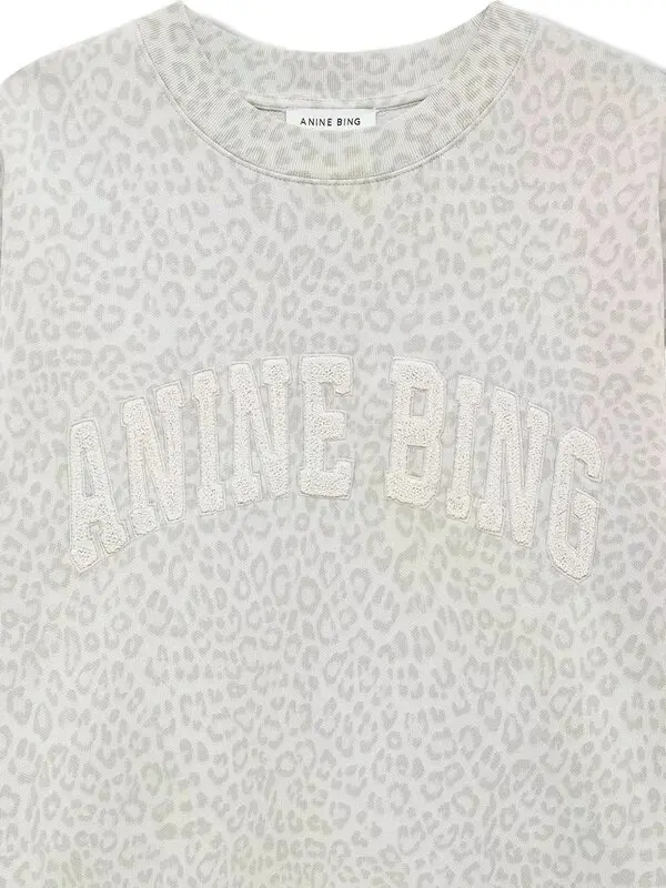ANINE BING Leopard-pattern Logo Crewneck Sweatshirt - Neutrals