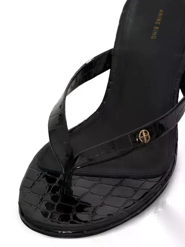 ANINE BING Noelle Croc-embossed Heeled Sandals