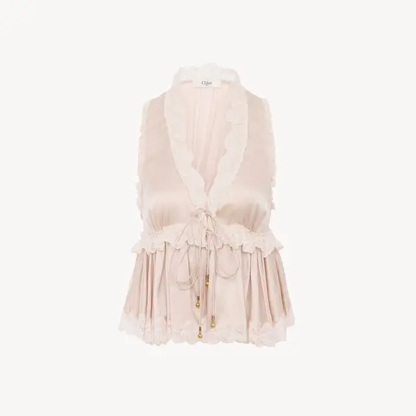 Chloé Tie-front Sleeveless Top - Rose Dust