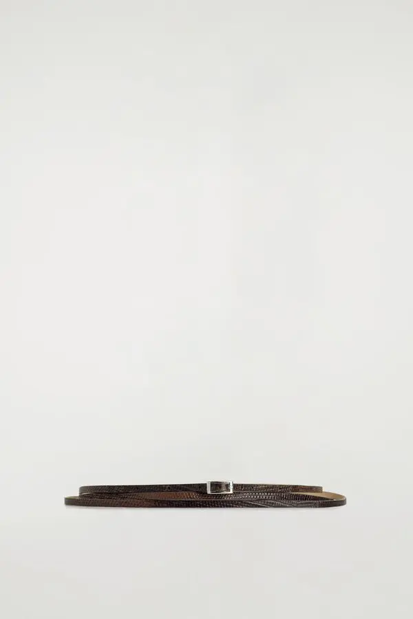 Cos Skinny Double-wrap Leather Belt - Brown