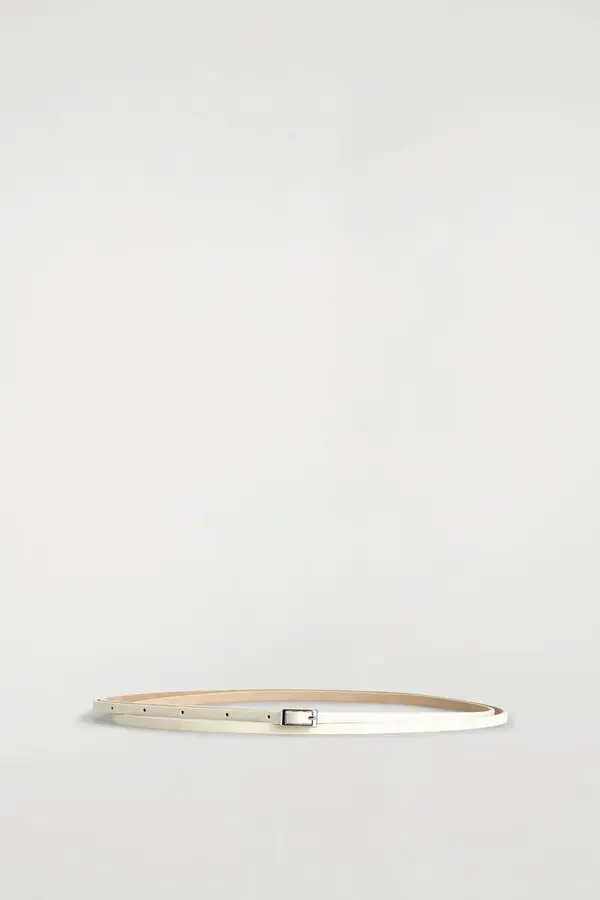 Cos Skinny Double-wrap Leather Belt - White