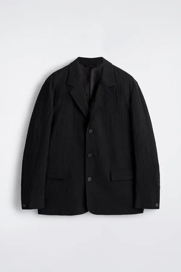 Cos Unstructured Seersucker Blazer - Black