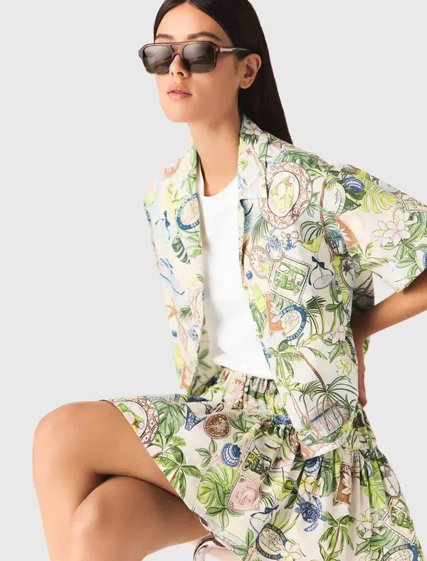 Maje Cropped Shirt - Postcard Print