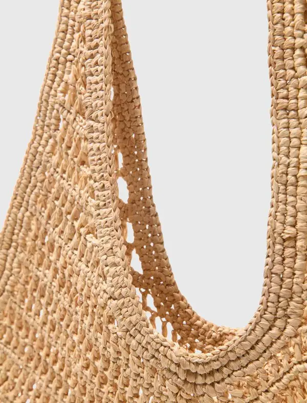 Maje Raffia Tote Bag With Crocheted Openwork