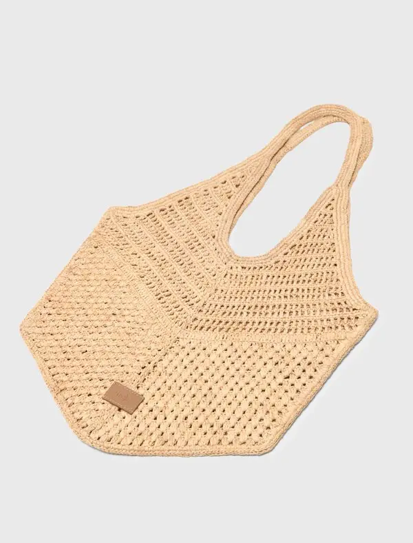 Maje Raffia Tote Bag With Crocheted Openwork