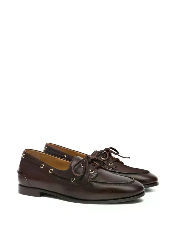 Bally Plume Leather Boat Shoes - Brown