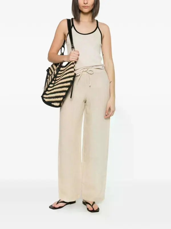 120% Lino Drawstring-fastening Trousers - Neutrals
