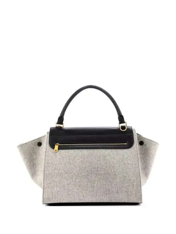 Celine Trapeze Leather And Felt Medium Satchel - Grey