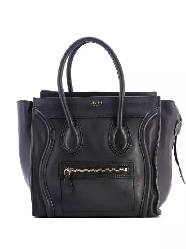 Celine Luggage Smooth Leather Micro Tote Bag - Black
