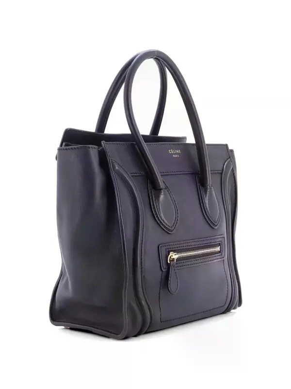 Celine Luggage Smooth Leather Micro Tote Bag - Black