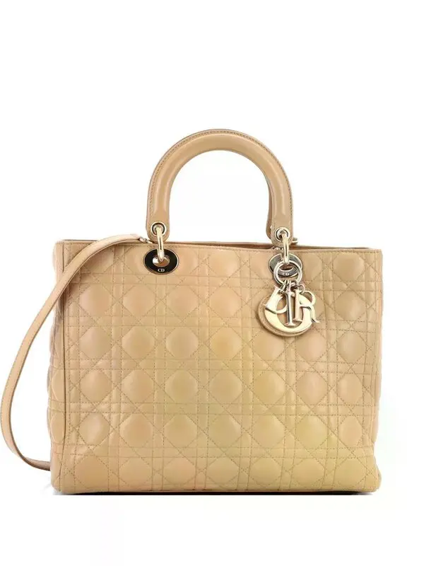 Dior Lady Large Tote Bag Quilted Lambskin - Neutrals
