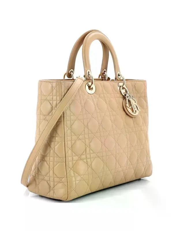 Dior Lady Large Tote Bag Quilted Lambskin - Neutrals