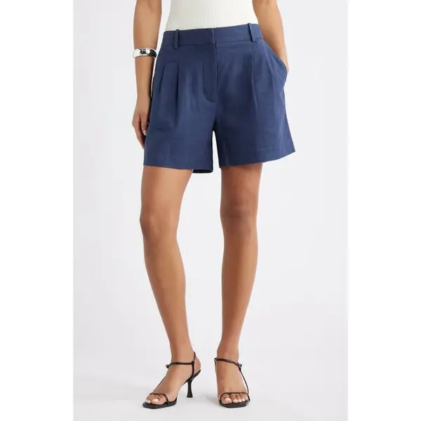 OPEN EDIT Linen Blend Everyday Shorts - Navy Indigo