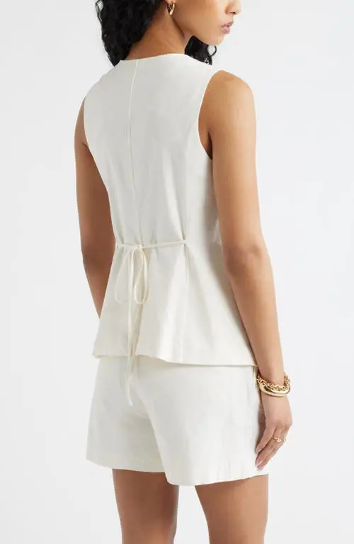 OPEN EDIT Linen Blend Boxy Vest - White