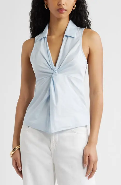 OPEN EDIT Twist Front Sleeveless Top - Blue Breeze
