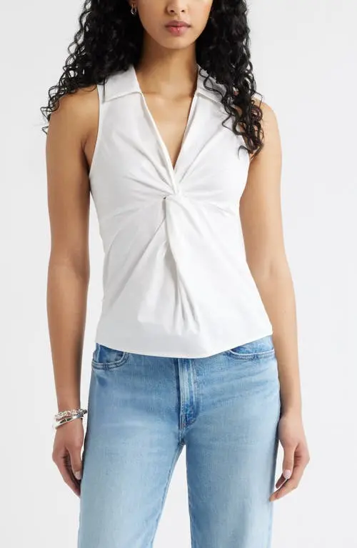 OPEN EDIT Twist Front Sleeveless Top - White