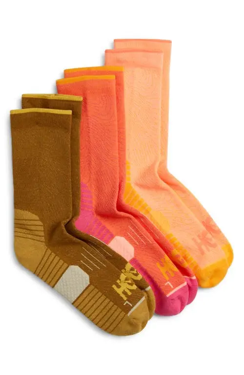 HOKA® Run Crew Socks 3 Pack - Seed/neon Cantaloupe