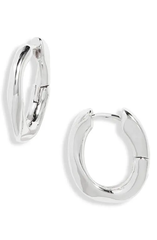 OPEN EDIT Curb Link Hoop Earrings - Silver