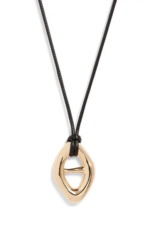 OPEN EDIT Convex Slider Pendant Necklace - Black- Gold