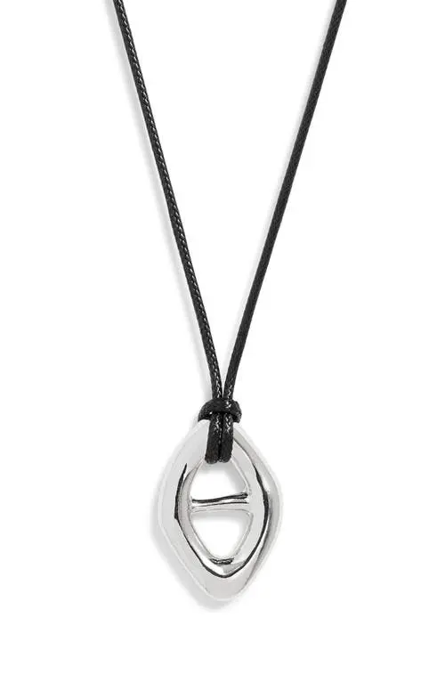 OPEN EDIT Convex Slider Pendant Necklace - Black- Silver