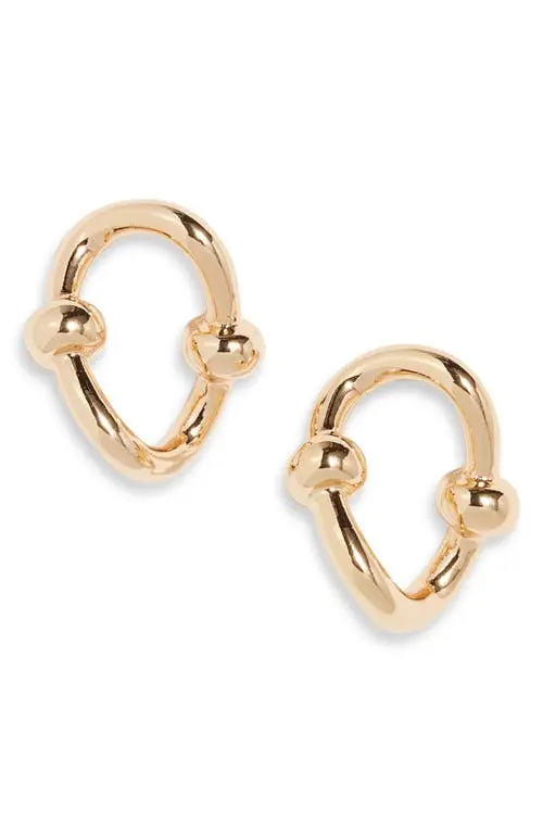 OPEN EDIT Bead Accent Open Earrings - Gold