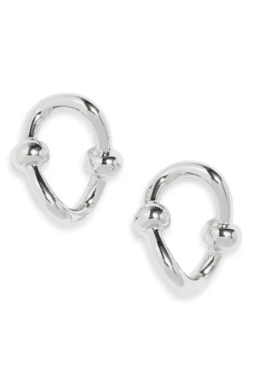 OPEN EDIT Bead Accent Open Earrings - Silver