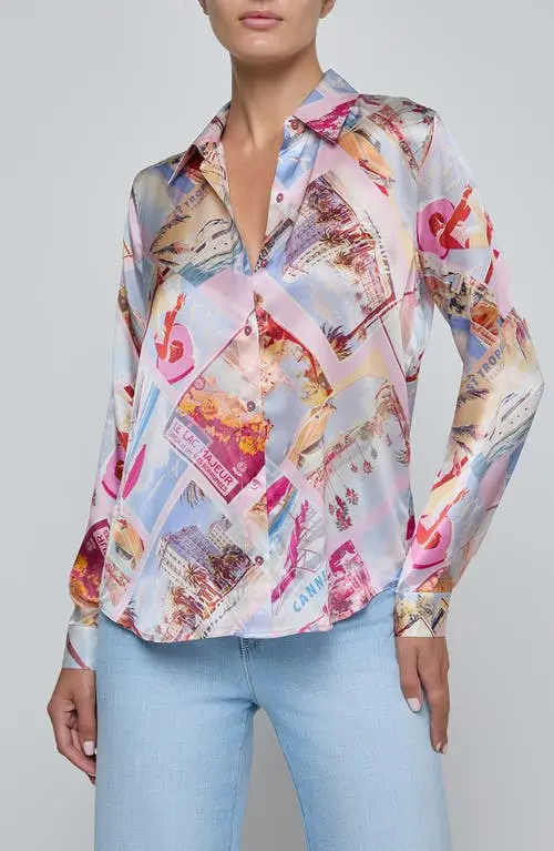 L'Agence Tyler Printed Silk Shirt - Multi Pink