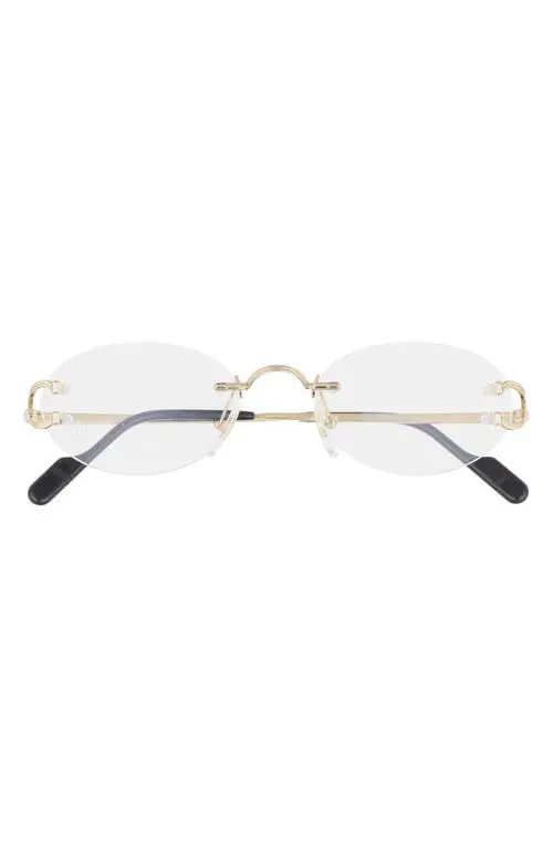 Cartier 52mm Oval Rimless Optical Glasses - Gold