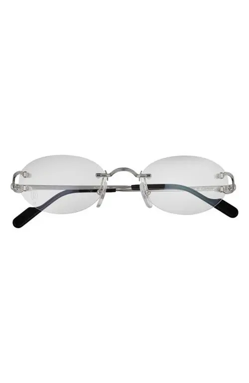Cartier 52mm Oval Rimless Optical Glasses - Silver