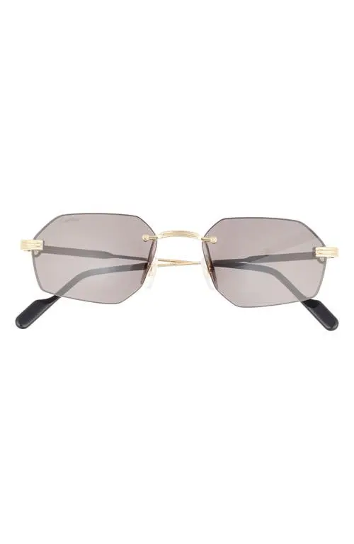 Cartier 54mm Rimless Sunglasses - Gold/grey Lens