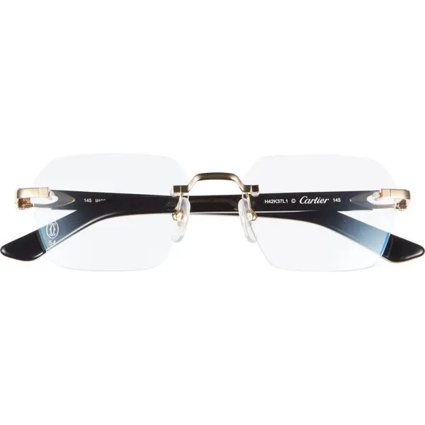 Cartier 54mm Rimless Rectangular Eyeglasses - Gold