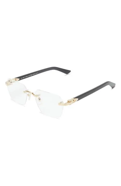 Cartier 54mm Rimless Rectangular Eyeglasses - Gold